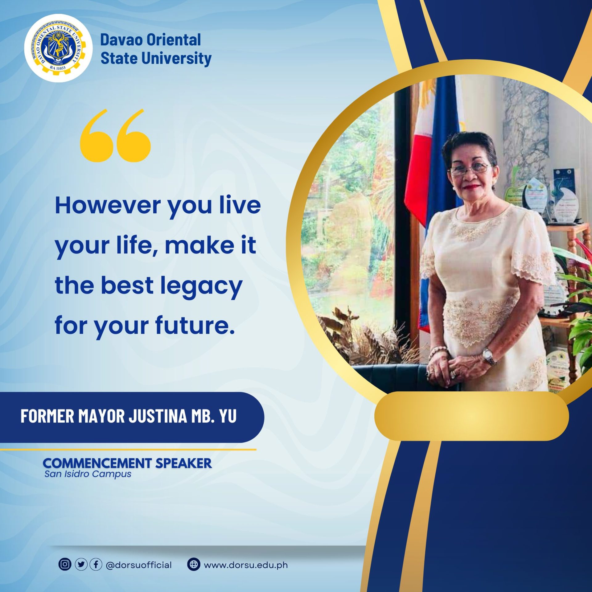 'Forge a lasting legacy for your future': Former Mayor Yu at DOrSU-SIC ...