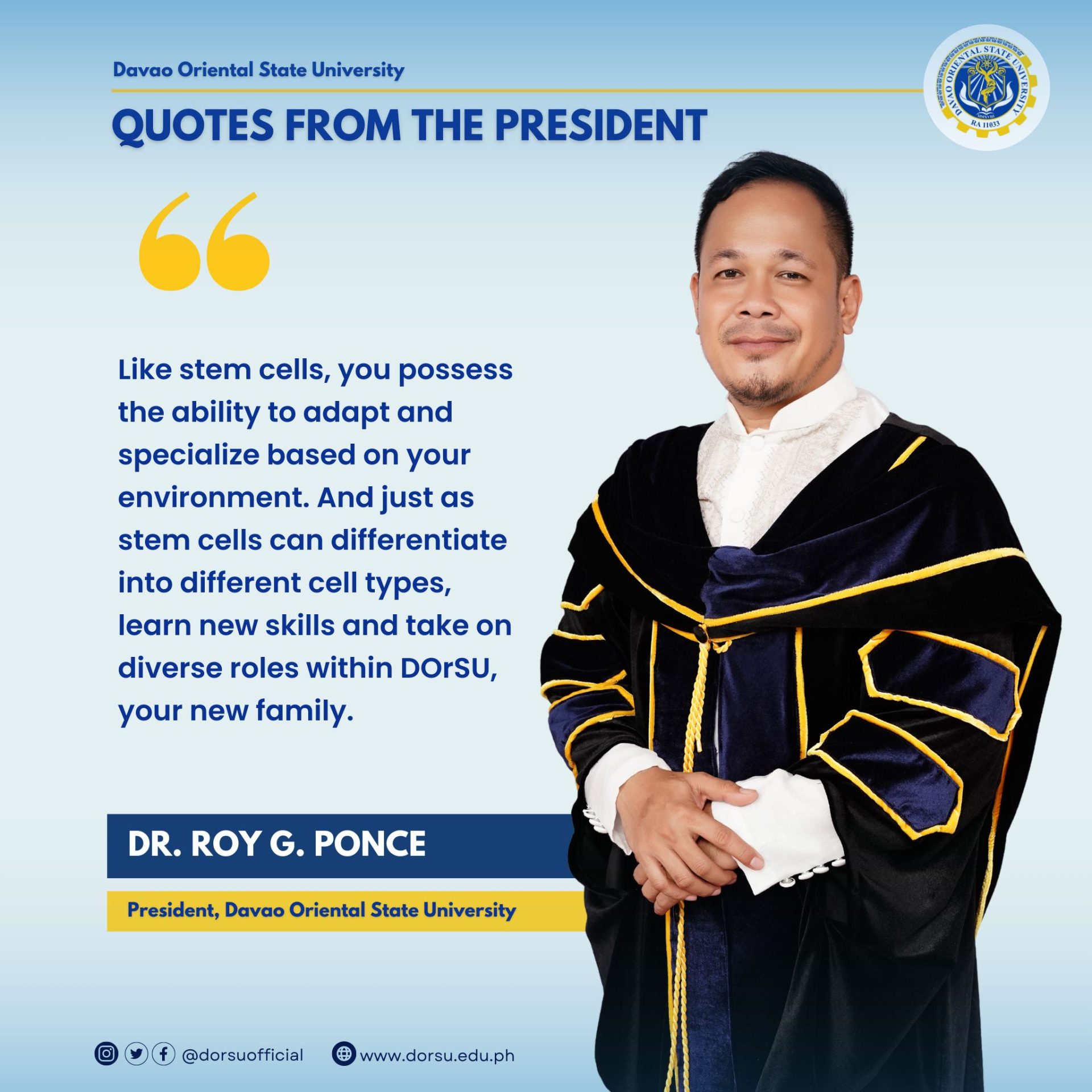 "Like a stem cell, adapt and take on diverse roles": President Ponce at ...