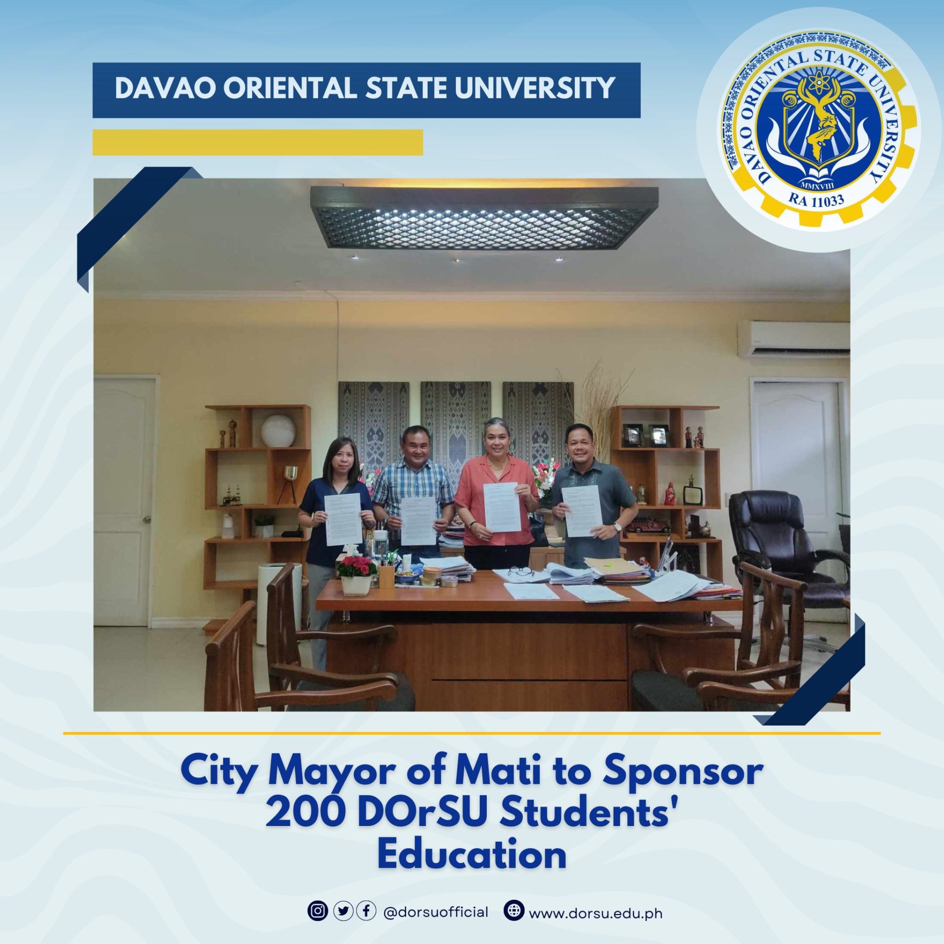 𝐂𝐢𝐭𝐲 𝐌𝐚𝐲𝐨𝐫 𝐨𝐟 𝐌𝐚𝐭𝐢 𝐭𝐨 𝐒𝐩𝐨𝐧𝐬𝐨𝐫 200 𝐃𝐎𝐫𝐒𝐔 𝐒𝐭𝐮𝐝𝐞𝐧𝐭𝐬' 𝐄𝐝𝐮𝐜𝐚𝐭𝐢𝐨𝐧
