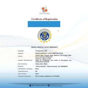 𝐃𝐎𝐫𝐒𝐔 𝐋𝐨𝐠𝐨 𝐎𝐟𝐟𝐢𝐜𝐢𝐚𝐥𝐥𝐲 𝐆𝐫𝐚𝐧𝐭𝐞𝐝 𝐑𝐞𝐠𝐢𝐬𝐭𝐞𝐫𝐞𝐝 𝐓𝐫𝐚𝐝𝐞𝐦𝐚𝐫𝐤 𝐒𝐭𝐚𝐭𝐮𝐬 𝐛𝐲 𝐈𝐏𝐎𝐏𝐡𝐢𝐥